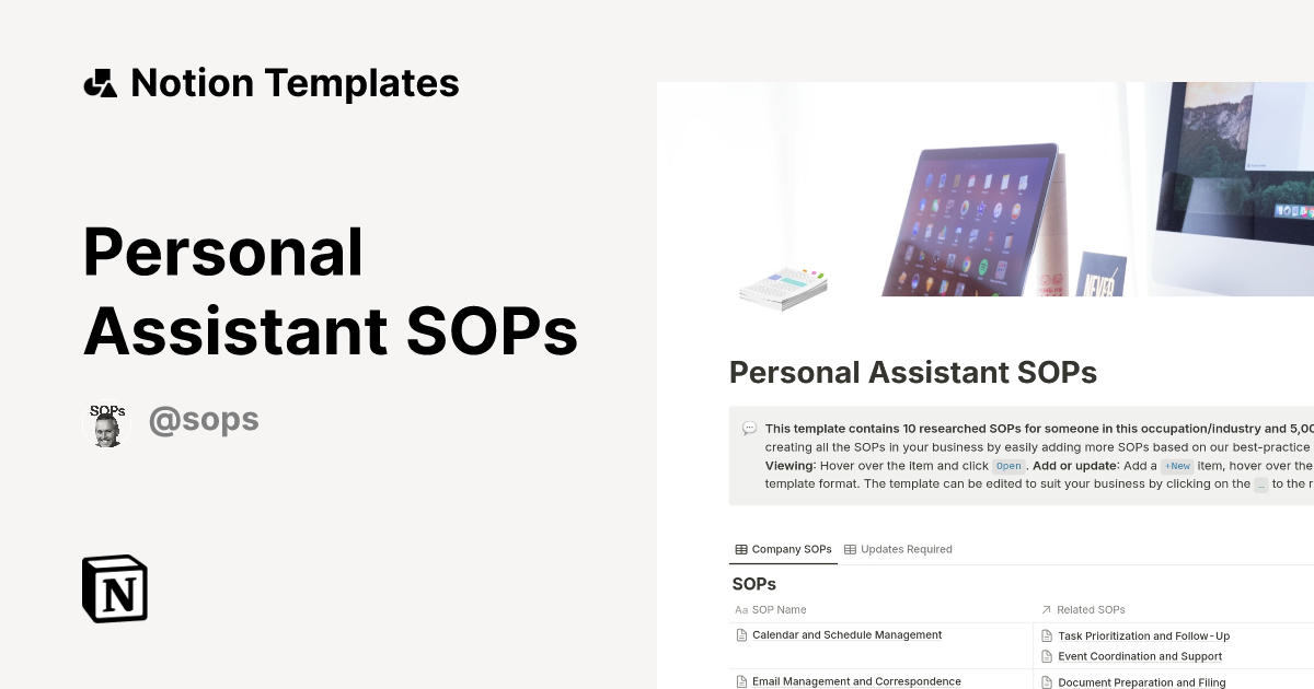 Personal Assistant SOPs Template | Notion Marketplace