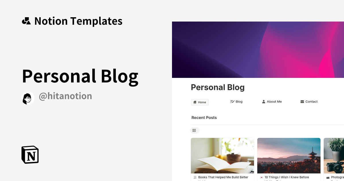 Personal Blog Template | Notion Marketplace