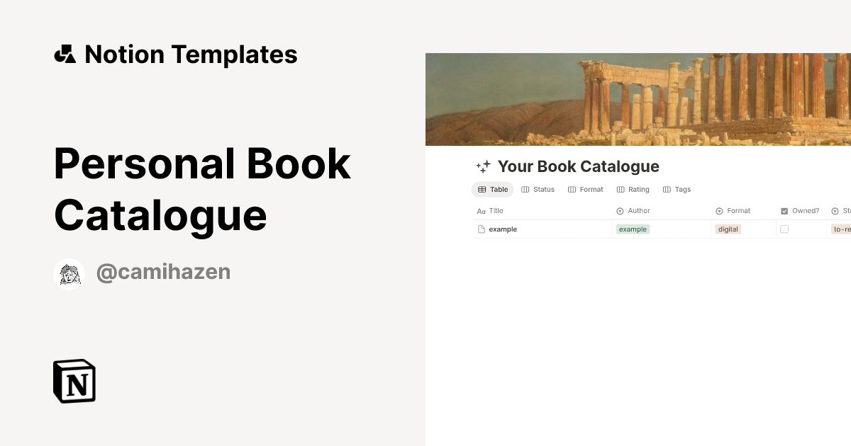 Personal Book Catalogue Template by ch | Notion Marketplace