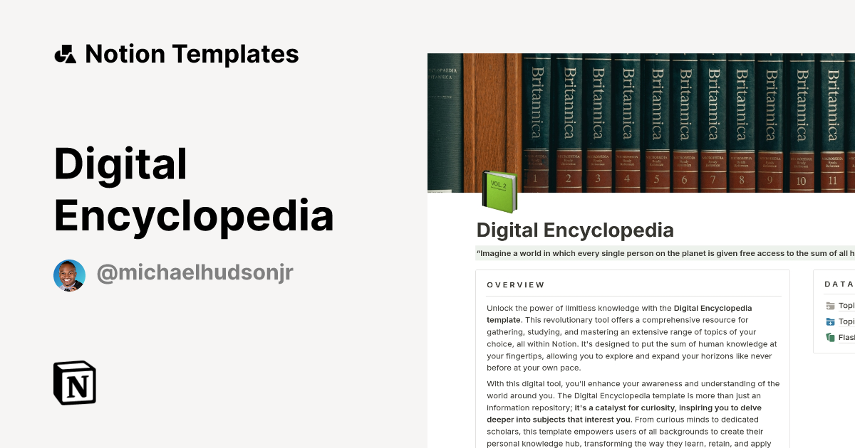 Digital Encyclopedia Template by Michael Hudson Jr. | Notion Marketplace