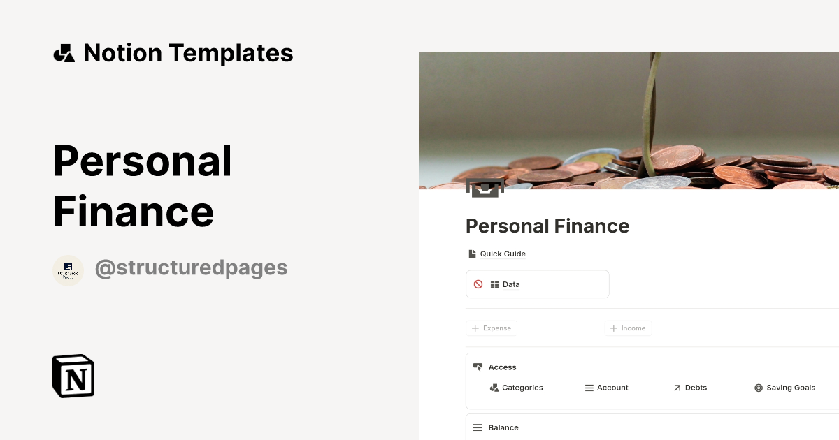 Personal Finance Template by Structured Pages | Notion Marketplace