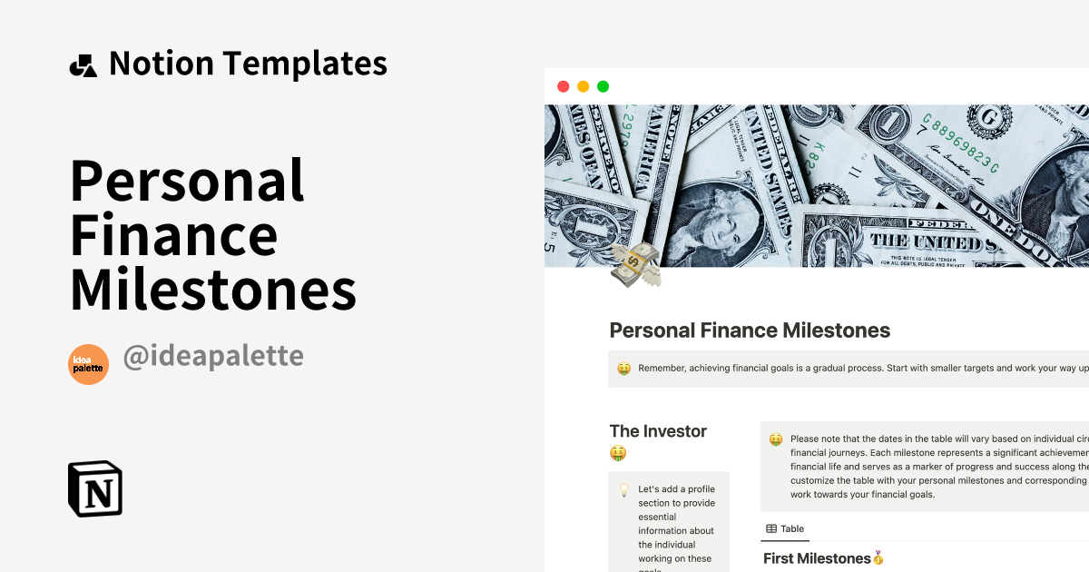 Personal Finance Milestones Template | Notion Marketplace