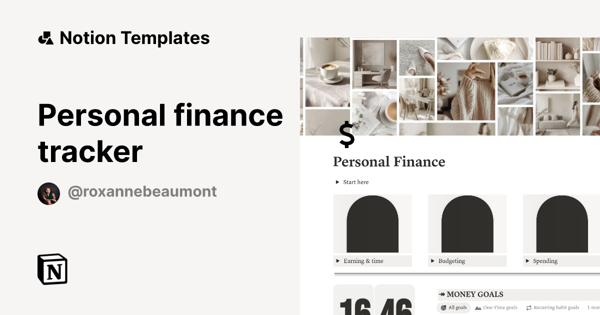 Personal finance tracker Template by Roxanne Beaumont | Notion Marketplace