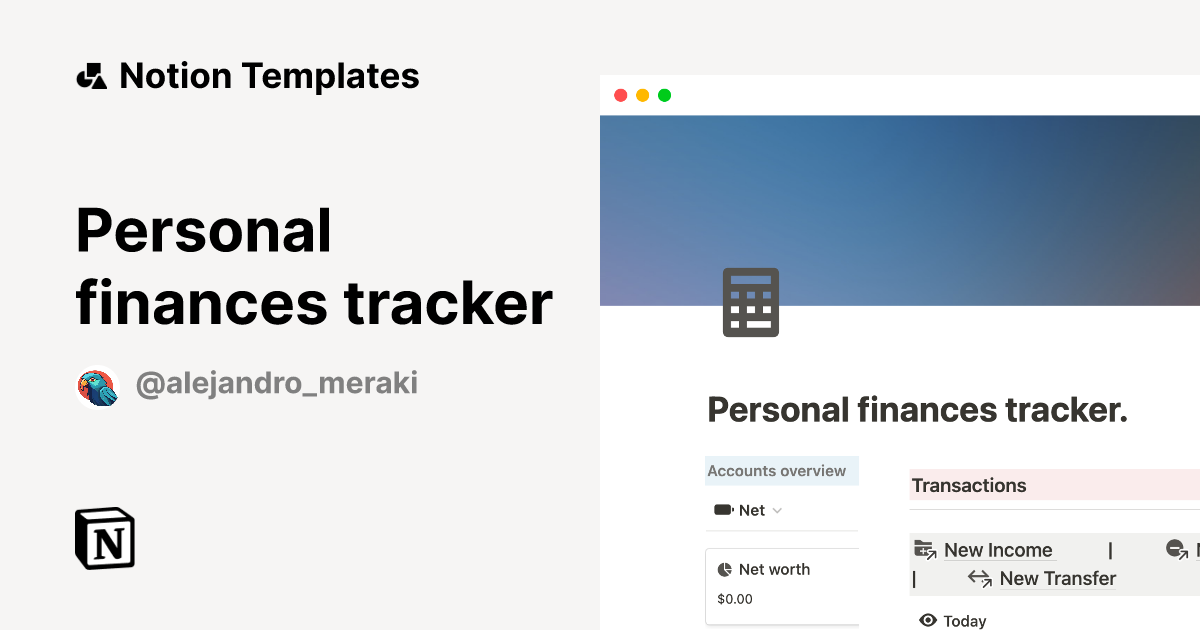 Personal finances tracker Template | Notion Marketplace