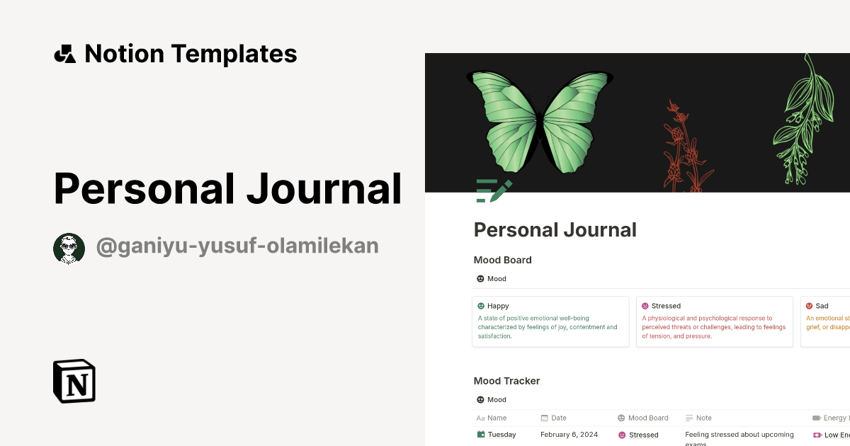 Personal Journal Template | Notion Marketplace