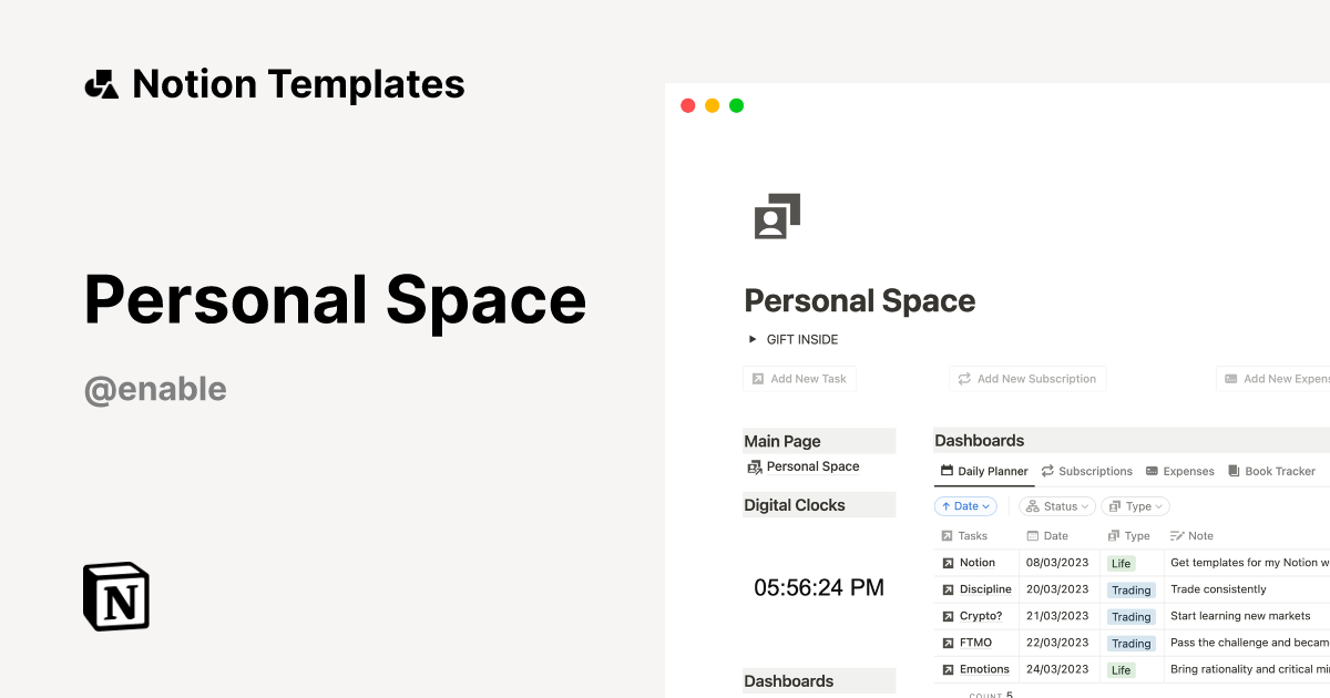 Personal Space Template | Notion Marketplace
