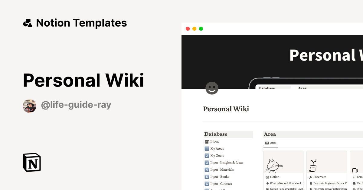 Personal Wiki Template by Life-Guide-Ray | Notion Marketplace