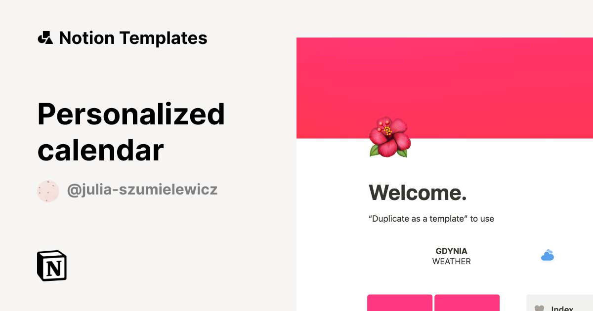 Personalized calendar Template | Notion Marketplace