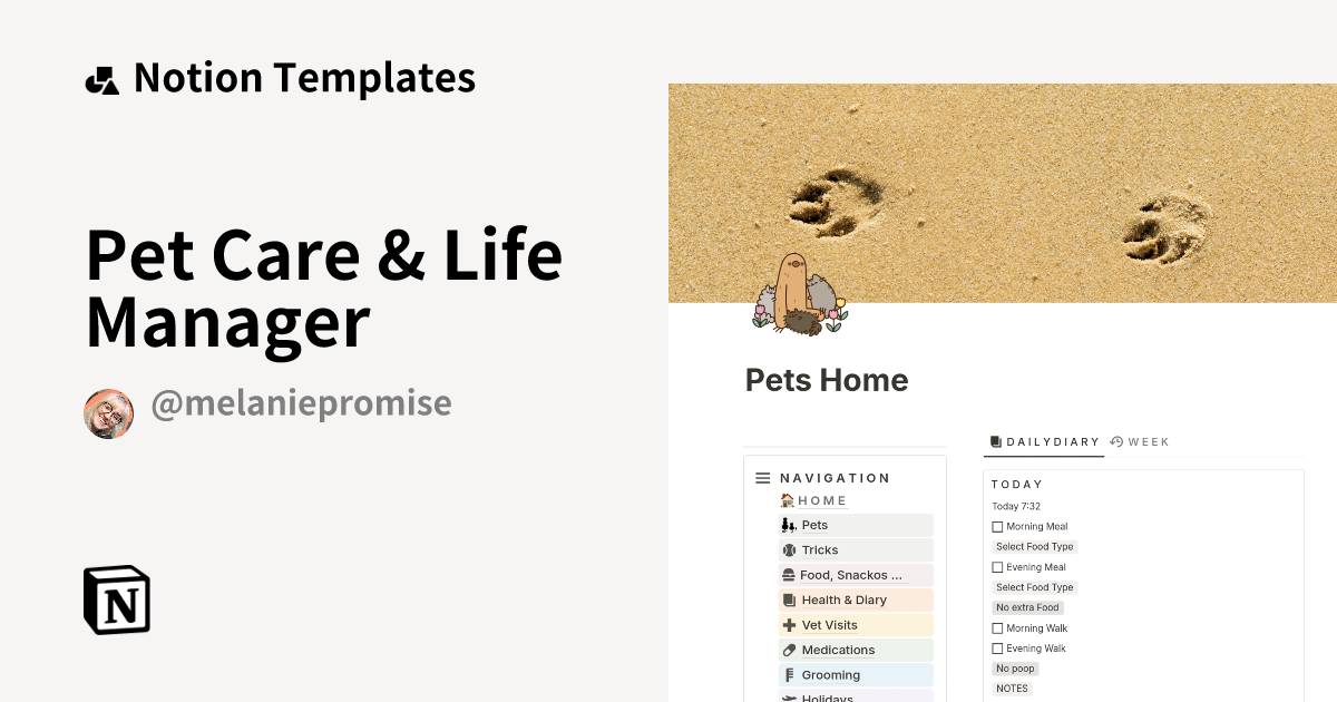 Pet Care & Life Manager Template | Notion Marketplace