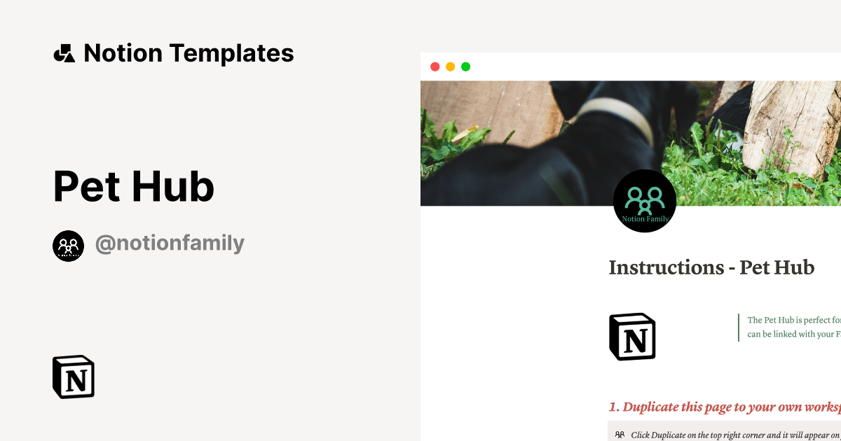 Pet Hub Template | Notion Marketplace