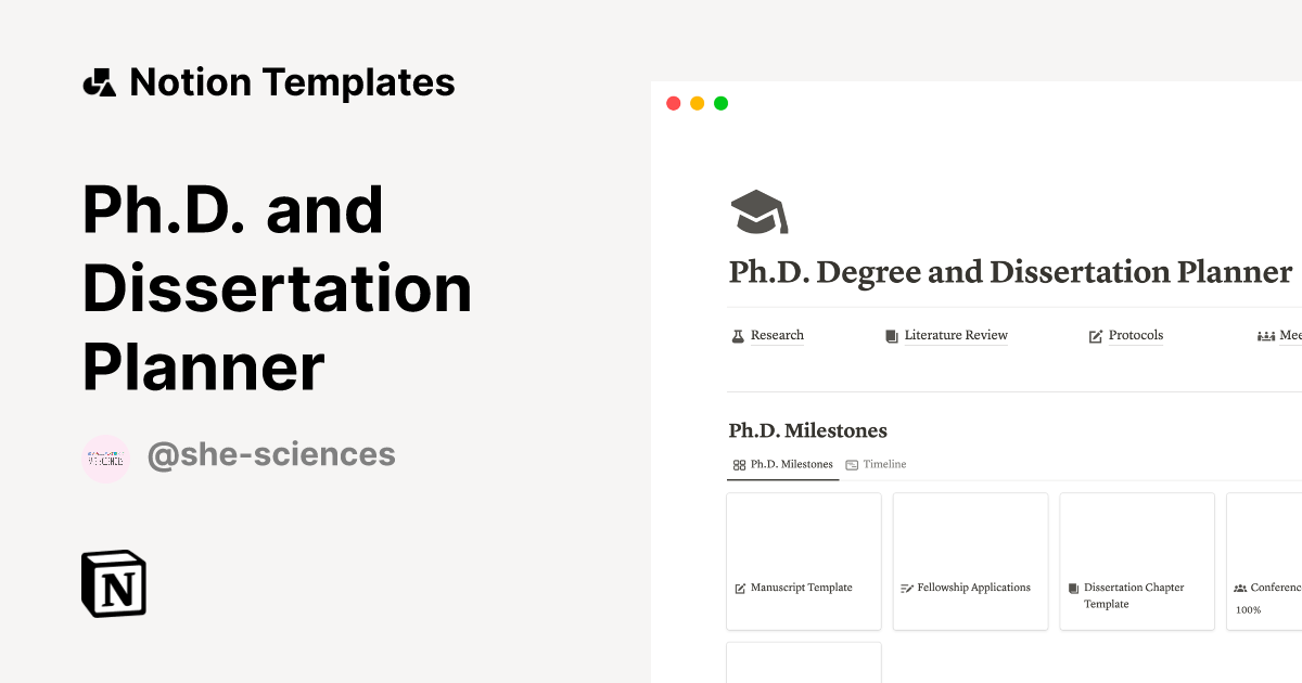 Ph.D. and Dissertation Planner Template | Notion Marketplace