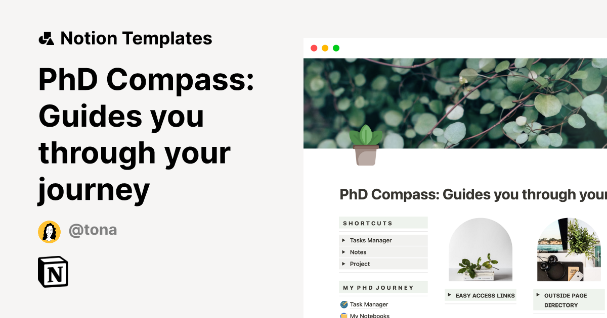 PhD Compass: Guides you through your journey Template | Notion Marketplace
