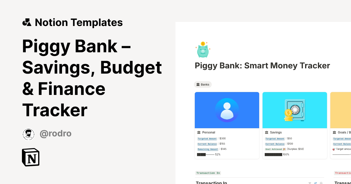 Piggy Bank – Savings, Budget & Finance Tracker Template by Rodro ...
