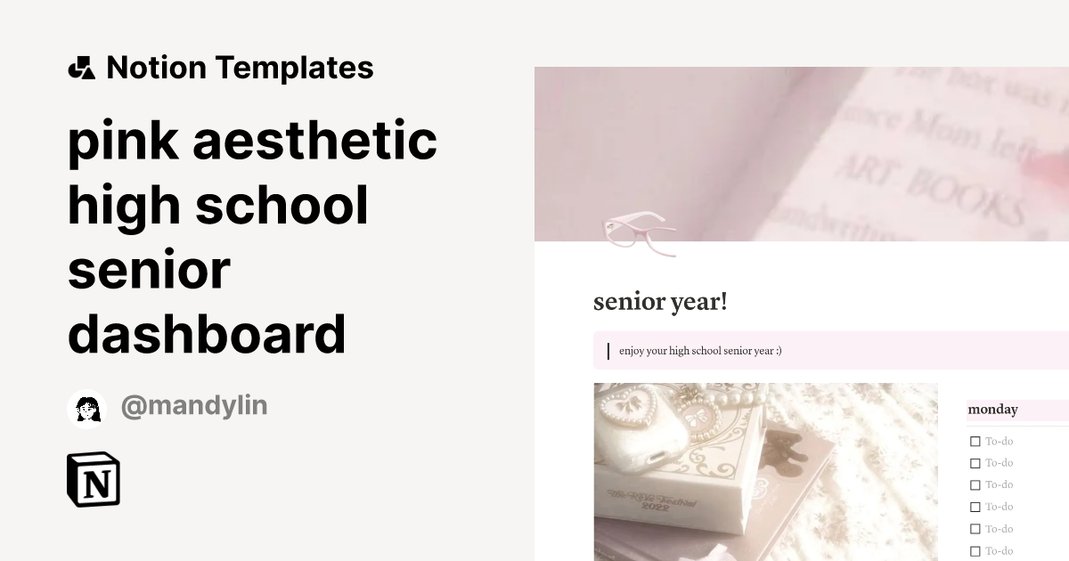 pink aesthetic high school senior dashboard Template by mandylin ...