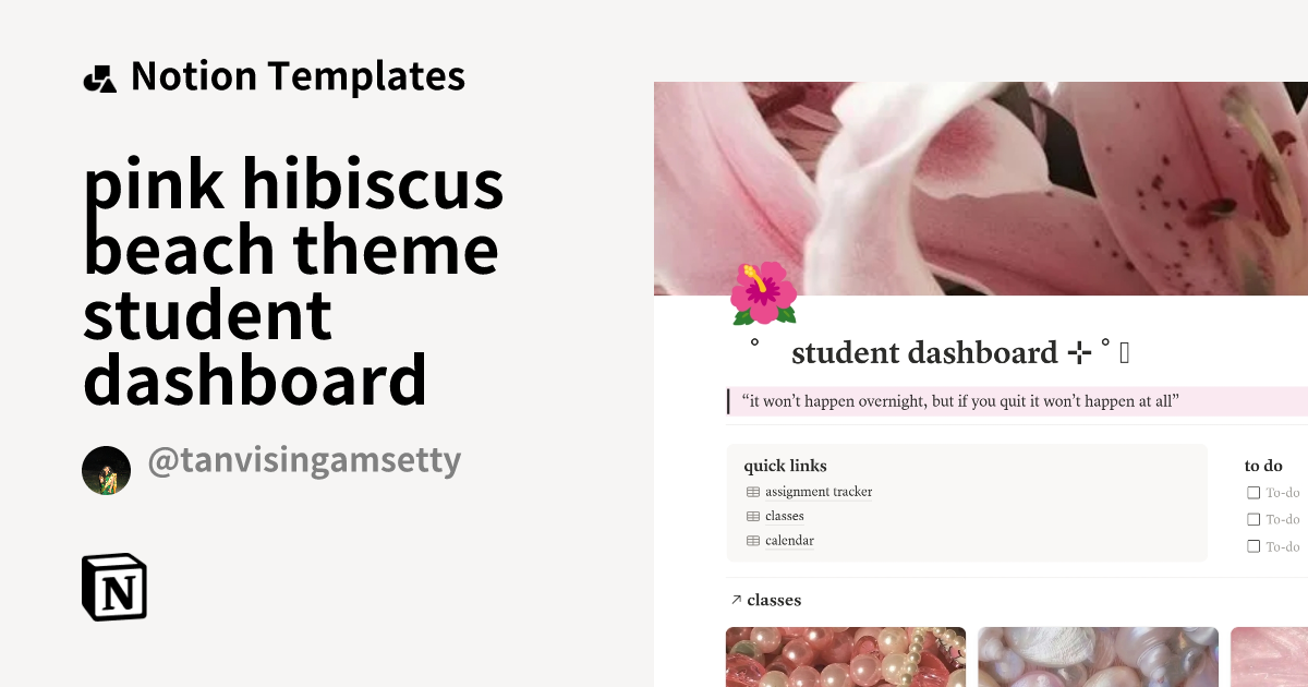 pink hibiscus beach theme student dashboard Template by Tanvi ...