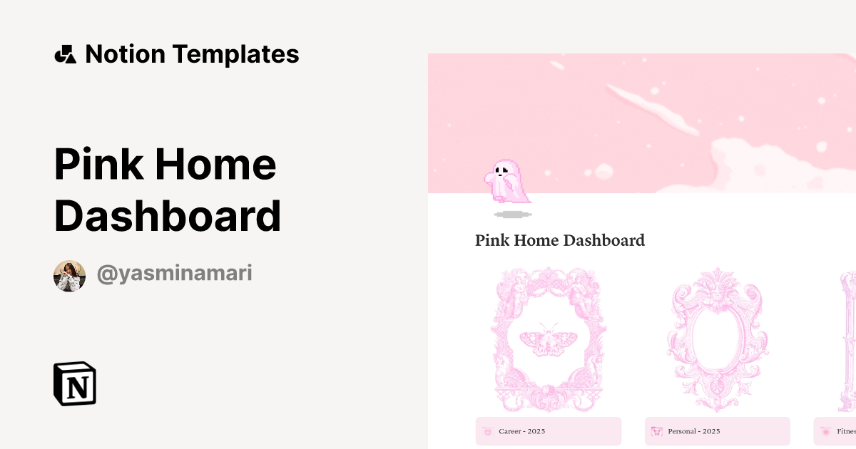 Pink Home Dashboard Template | Notion Marketplace