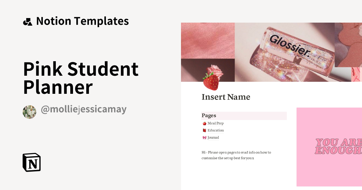 Pink Student Planner Template | Notion Marketplace