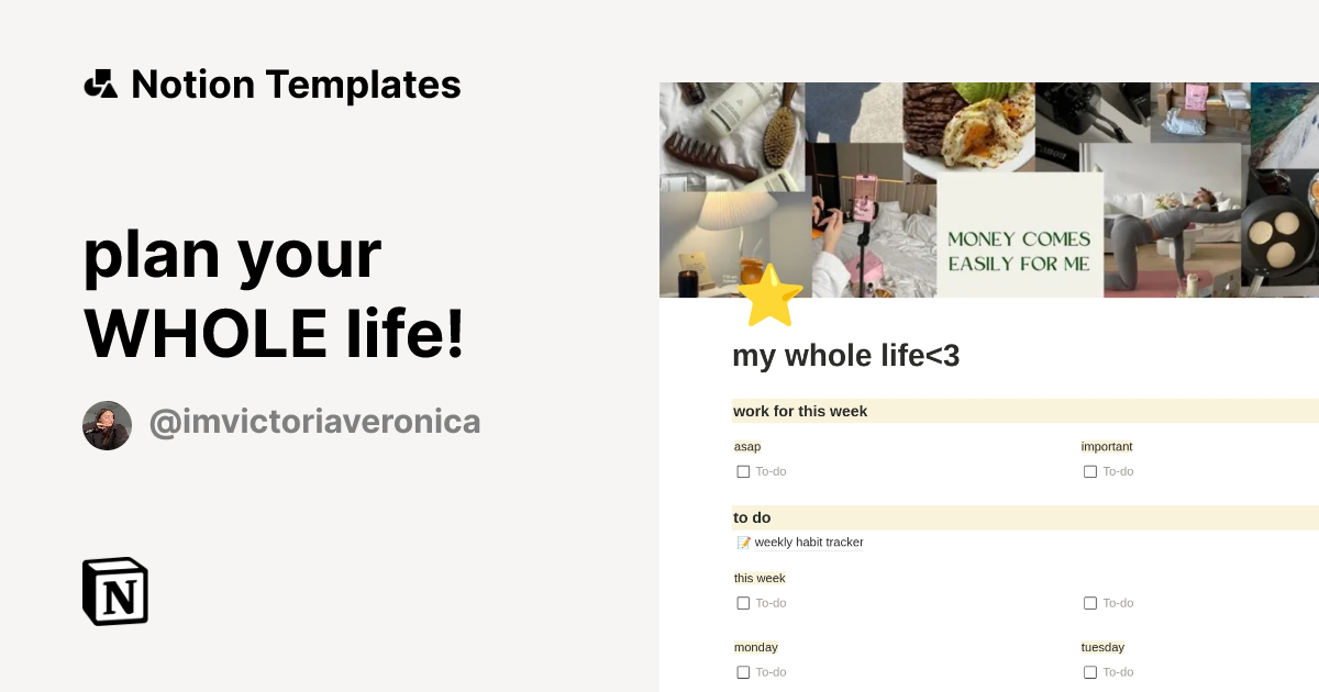 plan your WHOLE life! Template by victoria | Notion Marketplace