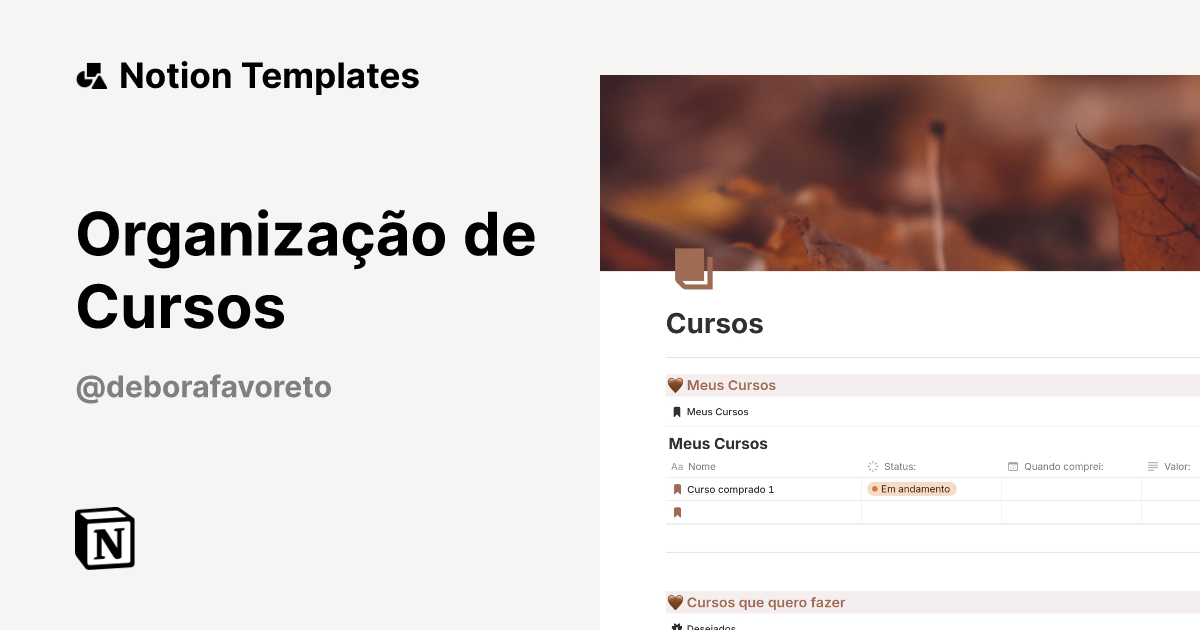 Organização de Cursos Template | Notion Marketplace