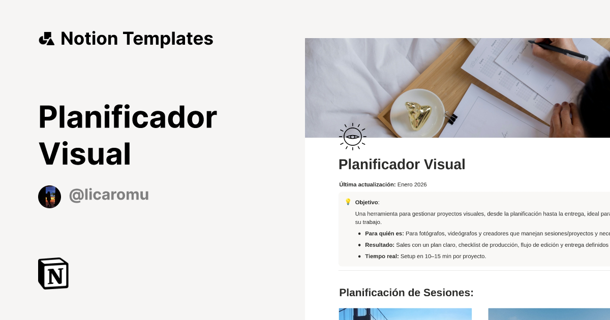Planificador Visual Template by Licaromu | Notion Marketplace