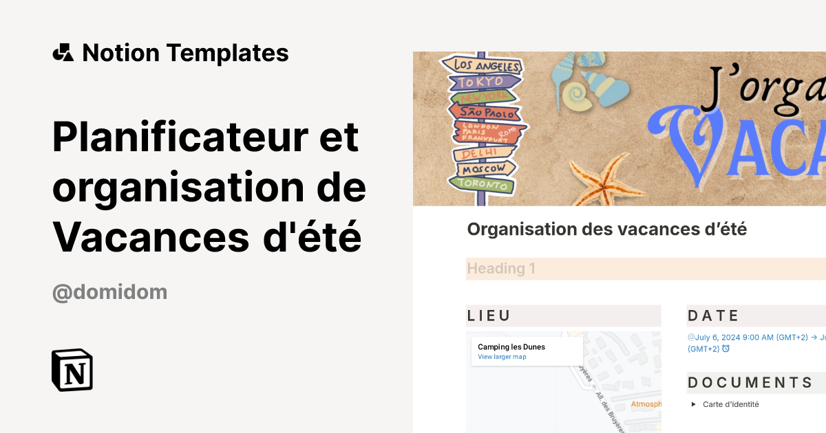 Planificateur et organisation de Vacances d'été Template by DomiDom ...