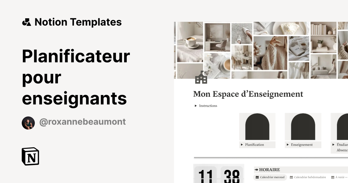 Planificateur pour enseignants Template | Notion Marketplace