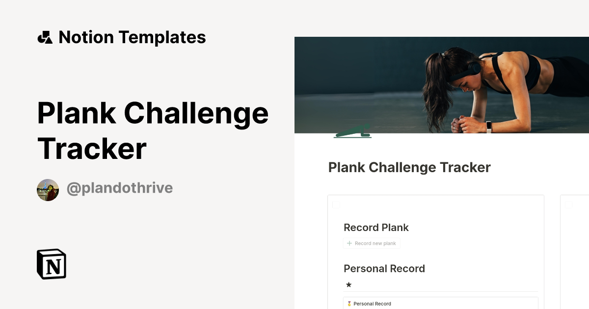 Plank Challenge Tracker Template by Katy Stalcup | Notion Marketplace