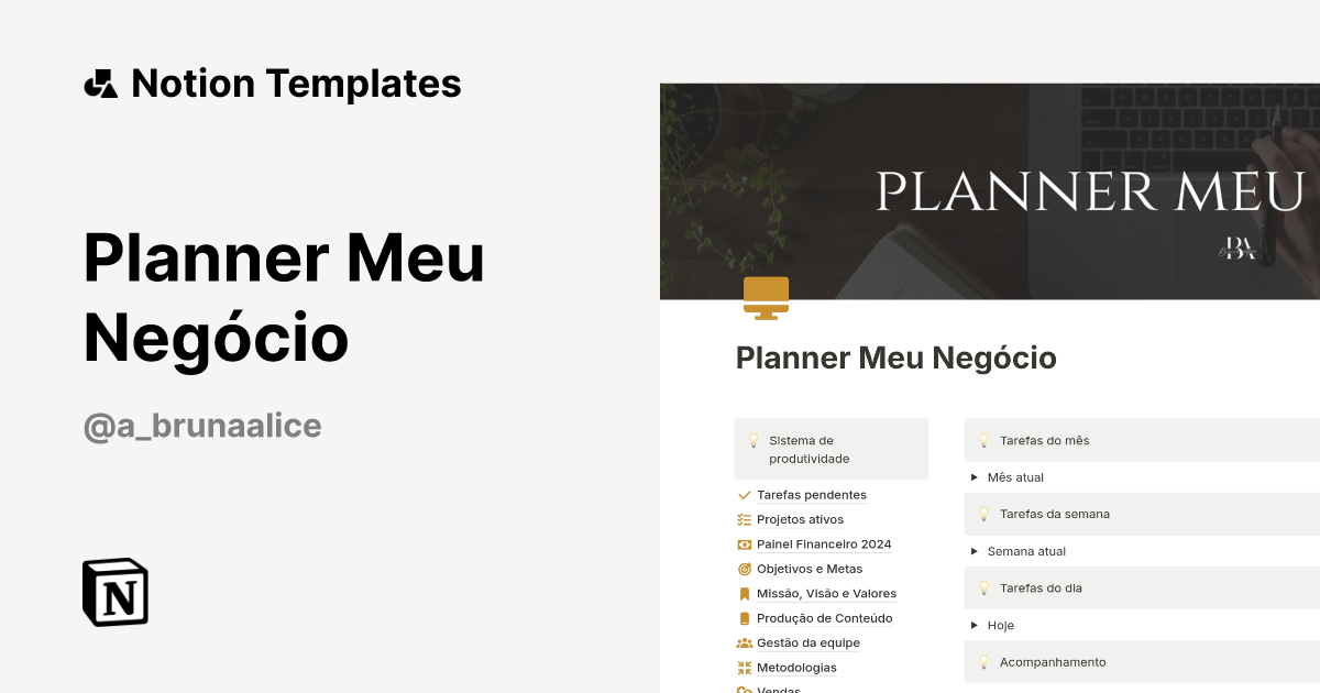 Planner Meu Negócio Template | Notion Marketplace