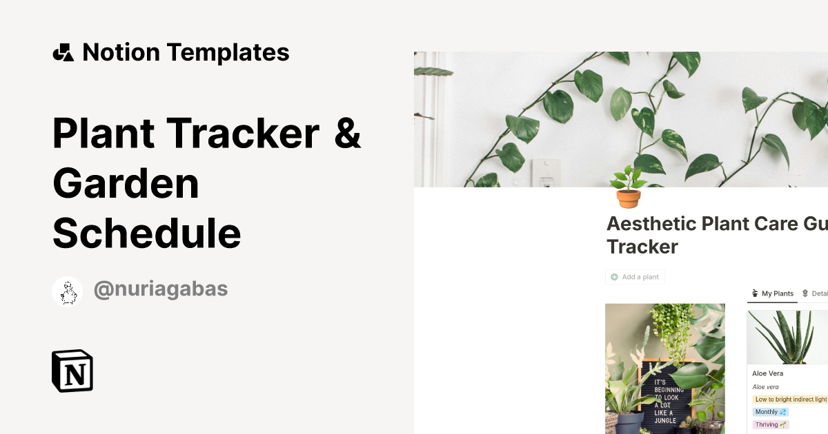 Plant Tracker & Garden Schedule Template | Notion Marketplace
