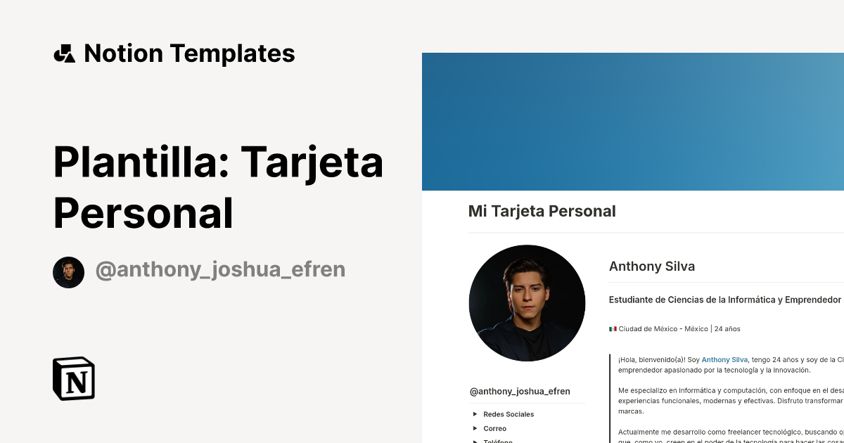 Plantilla: Tarjeta Personal Template | Notion Marketplace