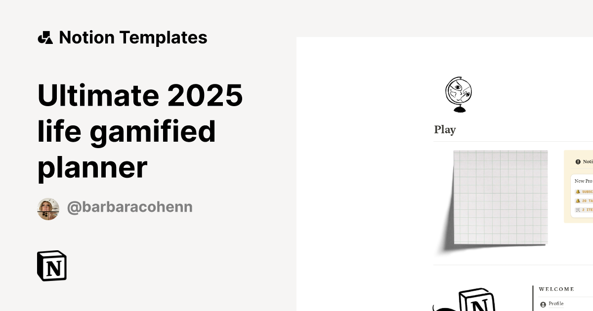Ultimate 2025 life gamified planner Template by Bárbara cohen | Notion Marketplace