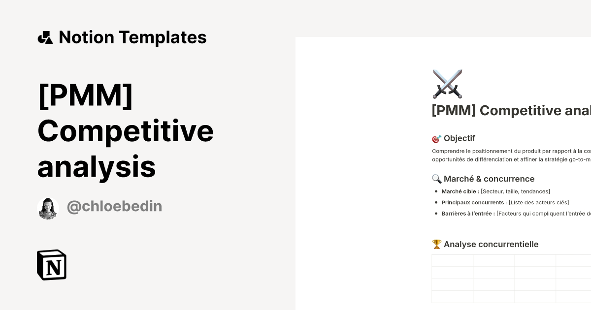 [PMM] Competitive analysis Template | Notion Marketplace