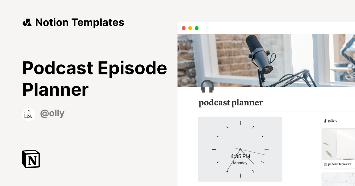 Podcast Episode Planner Template | Notion Marketplace