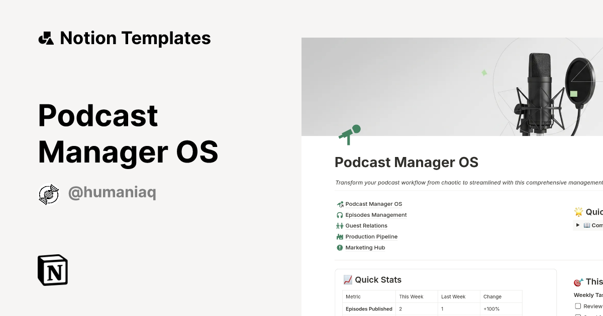 Podcast Manager OS Template | Notion Marketplace
