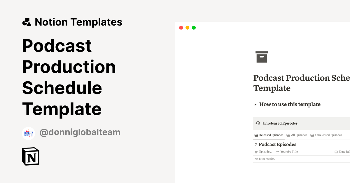 Podcast Production Schedule Template Template | Notion Marketplace