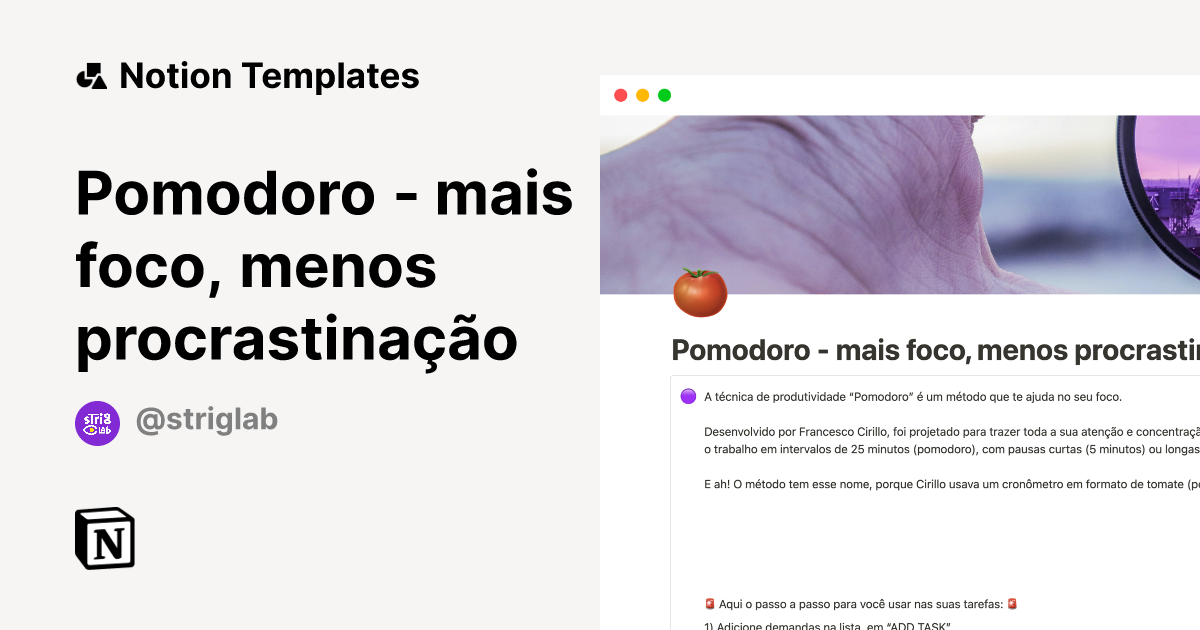 Pomodoro - mais foco, menos procrastinação Template by Strig Lab ...