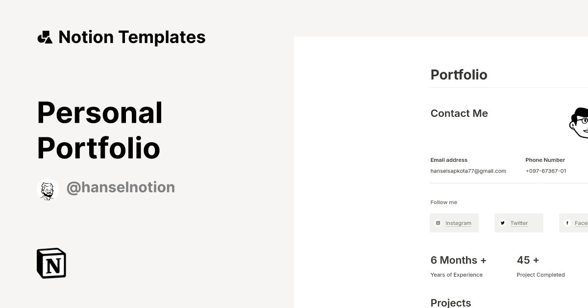 Personal Portfolio Template | Notion Marketplace