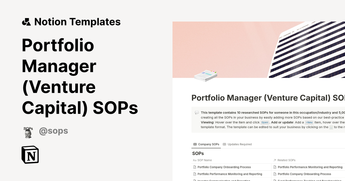 Portfolio Manager (Venture Capital) SOPs Template by SOPs | Notion Marketplace