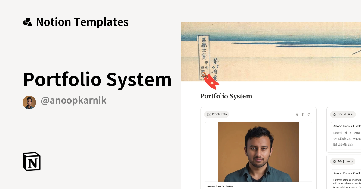 Portfolio System Template by Anoop Karnik | Notion Marketplace