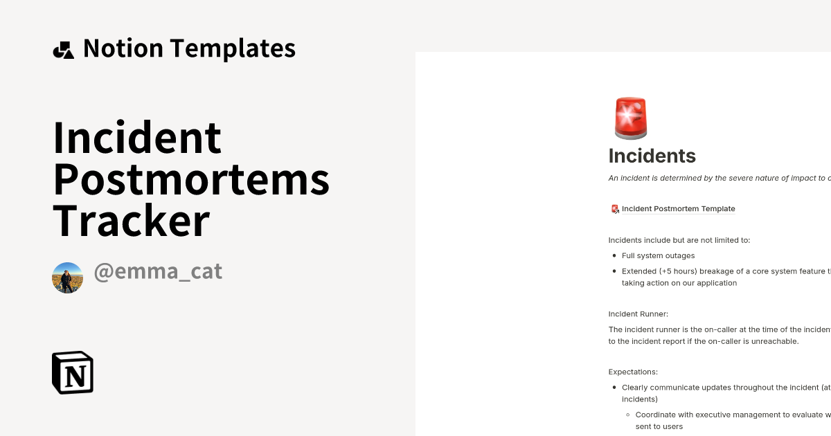 Incident Postmortems Tracker Template | Notion Marketplace