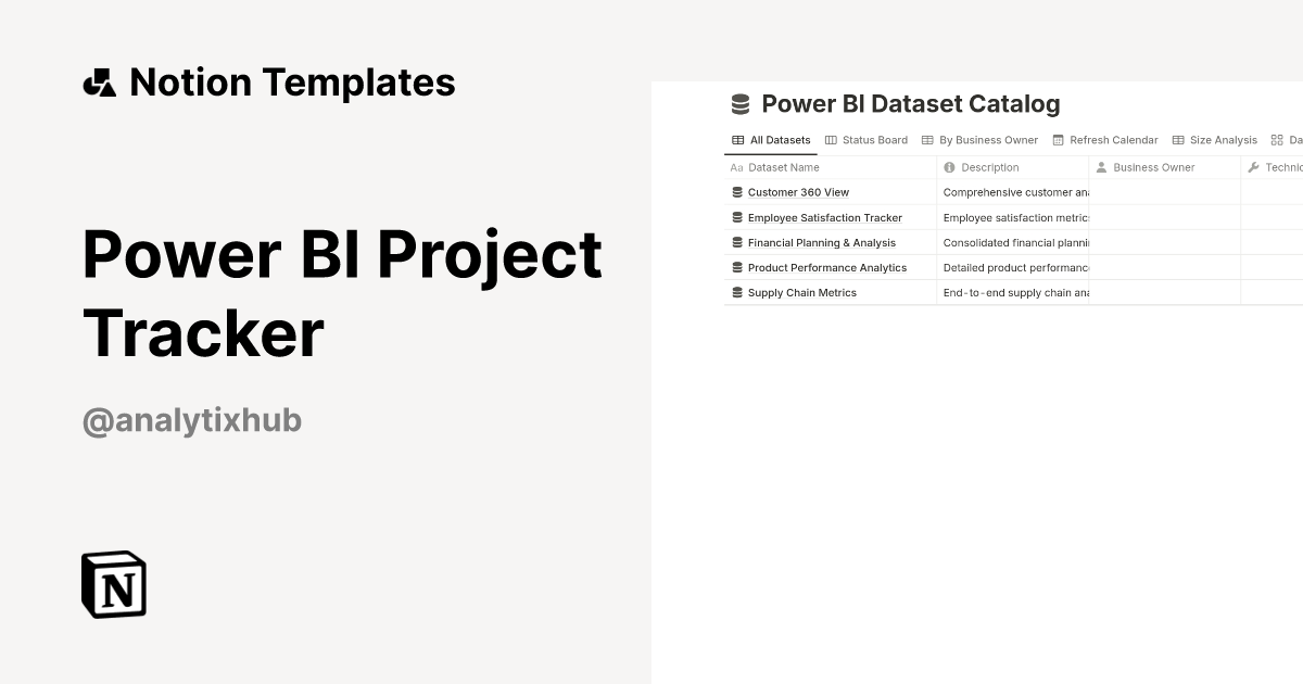 Power BI Project Tracker Template by Analytix Hub | Notion Marketplace