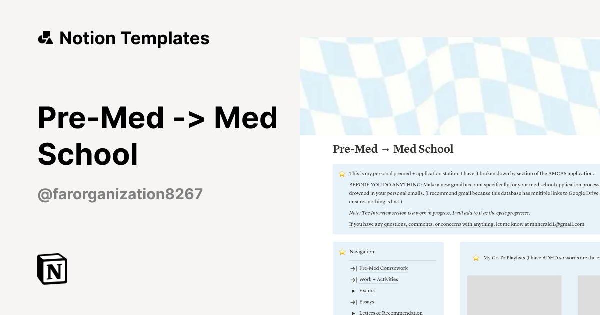 Pre-Med -> Med School Template | Notion Marketplace