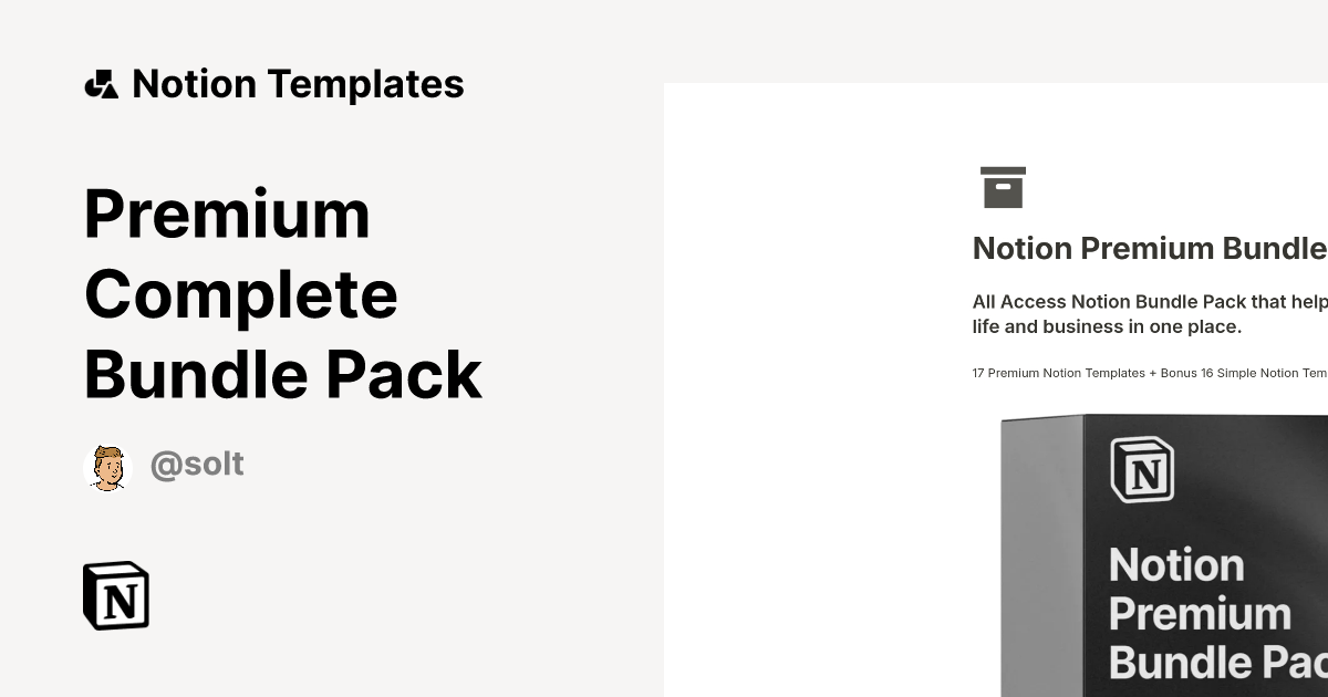 Premium Complete Bundle Pack Template | Notion Marketplace