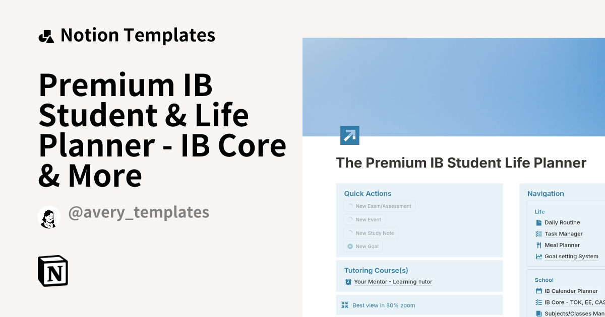 Premium IB Student & Life Planner - IB Core & More Template | Notion ...