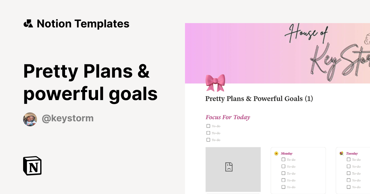 Pretty Plans & powerful goals Template | Notion Marketplace