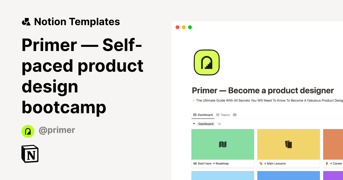 Primer — Self-paced product design bootcamp Template | Notion Marketplace