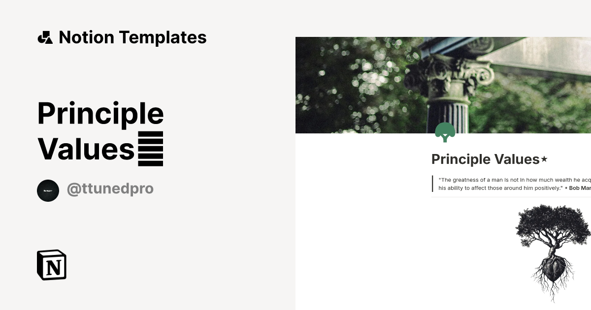 Principle Values⋆ Template by ttunedpro⋆ | Notion Marketplace