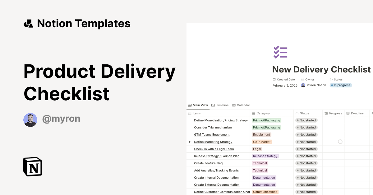 Product Delivery Checklist Template | Notion Marketplace