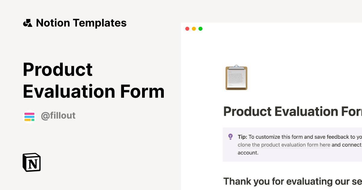 Product Evaluation Form Template | Notion Marketplace