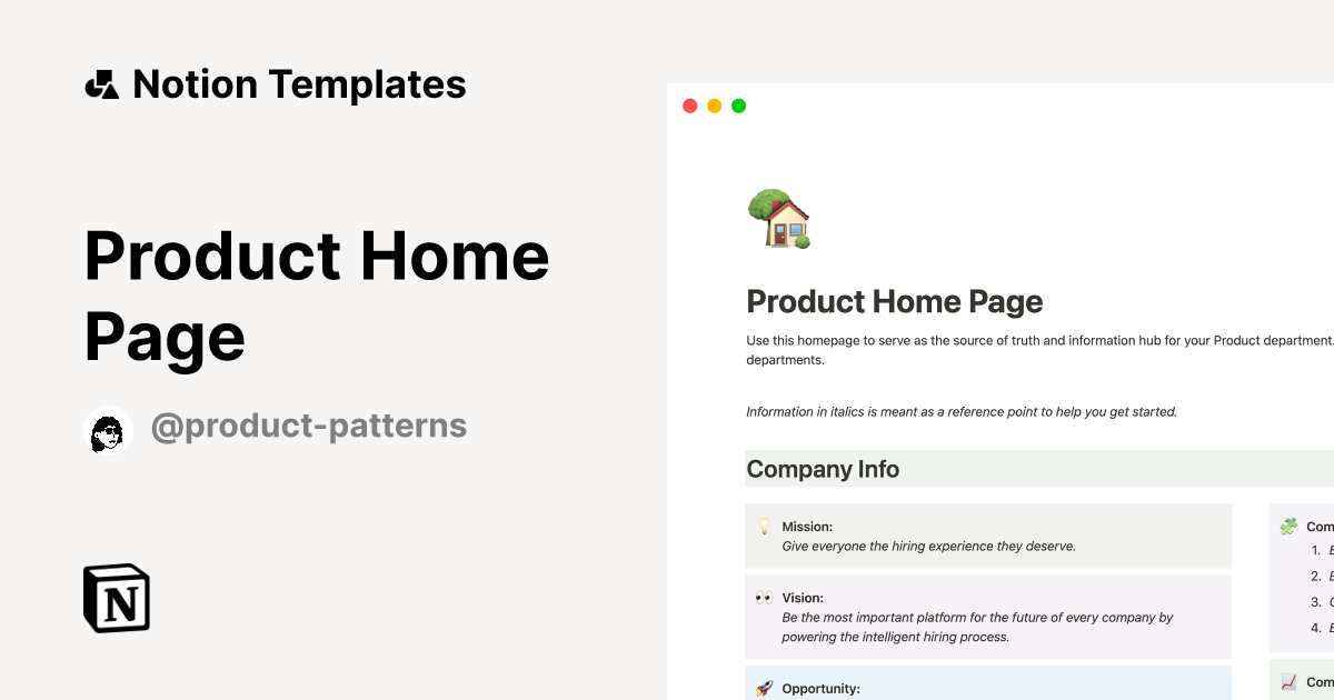 Product Home Page Template | Notion Marketplace